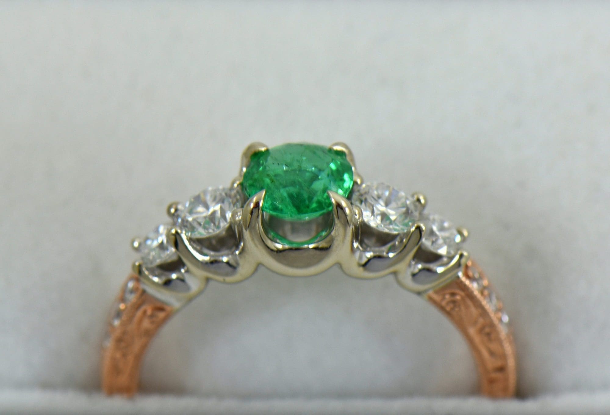 Round Emerald & Diamond Rose Gold Engagement Ring | Exquisite Jewelry ...